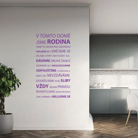 GLIX Rodinná pravidla - samolepka na zeď Oranžová 50 x 100 cm