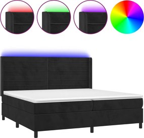Box spring postel s matrací a LED černá 200x200 cm samet 3139645