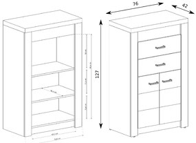 Obývací stěna INDIANAPOLIS t | sestava C | jasan tmavý