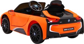 Ramiz Elektrické autíčko BMW i8 Lift oranžové + dálkové ovládání + pomalý rozjezd + 3bodové pásy + MP3 USB + LED