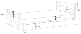 Dětská postel z masivu borovice MAX se šuplíky - 200x90 cm - PŘÍRODNÍ BOROVICE