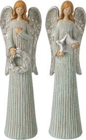 Sada 2ks stříbrný anděl se třpytkami Angel Glitter – 7*5*24 cm