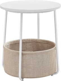 Kulatý příruční stolek, malý stolek, bílá a béžová barva | VASAGLE