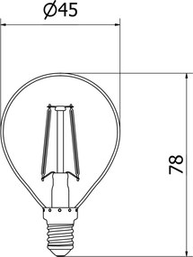 Mexen Vintis, LED filamentová žárovka E14, G45, 2 W, neutrální bílá 4000K, čirá, L156-E14-0240-00