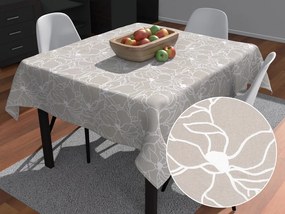 Biante Bavlněný čtvercový ubrus Sandra SA-270 Bílé designové květiny na béžovém 130x130 cm