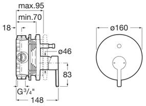 Roca A5A0B96C00 - Sprchová baterie pro podomítkovou instalaci NAIA lesklý chrom