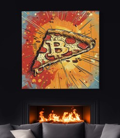 Obraz na plátně - Bitcoin pizza day FeelHappy.cz Velikost obrazu: 80 x 80 cm