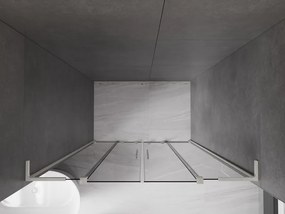 Mexen Velar L Duo, posuvné sprchové dveře do otvoru 140 cm, 8mm šedé sklo, broušená ocel, 871-140-003-42-97