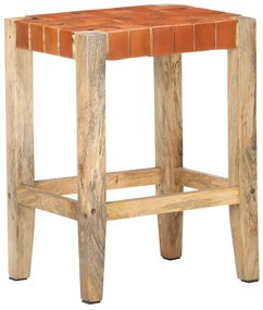 vidaXL Barové stoličky 2 ks hnědé pravá kůže 60 cm