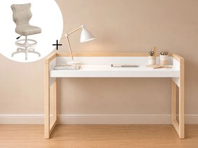 Benlemi Dětský rostoucí stůl STOLLY se dvěma výškami stolu + ergonomická židle BÉŽOVÁ Zvolte rozměr židle: dítě 119 - 142 cm (výška stolu 71 - 82 cm)