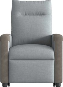 Zvedací masážní polohovací křeslo světle šedé textil 3324095