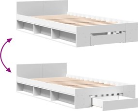 Rám postele se zásuvkou bílý 100 x 200 cm kompozitní dřevo 3280790