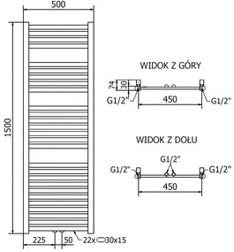 Mexen Hades, elektrické topné těleso 1500 x 500 mm, 600 W, zlatá lesklá, W104-1500-500-2600-50