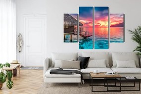 Vícedílný obraz Západ Slunce Nad Jižním Pacifikem Nedostatek Nedostatek Plátno Canvas 160x120