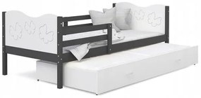 Dětská postel MAX P2 80x190 cm s šedou konstrukcí v bílé barvě s motivem motýlků