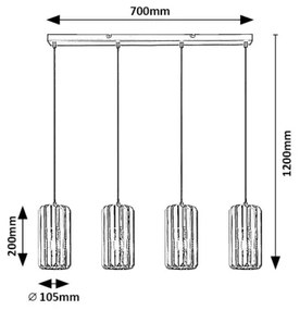 Rabalux 72256 - Lustr na lanku VENESS 4xE27/40W/230V