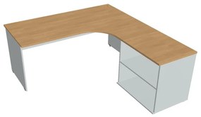 Sestava stolu a skříně levá 180 cm - Hobis Gate GE 1800 60 H L Dekor stolové desky: dub, Dekor lamino podnože: šedá