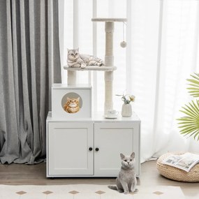 Costway Skříň pro kočky se škrabadlem a sisalovým krytem pro škrabadla pro kočky