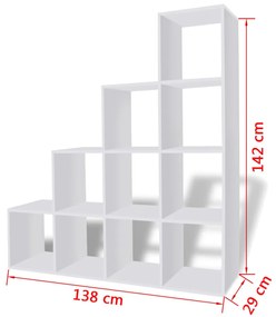 vidaXL 242550 Marketos Staircase Bookcase/Display Shelf 142 cm White