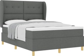 Postel s boxspringem s čelo Tmavě šedá 200 x 140 cm textil 3340754