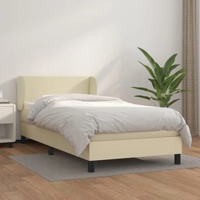 Box spring postel s matrací krémová 100x200 cm umělá kůže