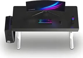 ULTRADESK Quest bílá černá / Herní stůl / 140 x 70 cm / 72-120 cm / el