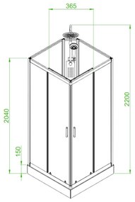 BPS-koupelny Hydromasážní box HYD-LI80, 80x80 cm