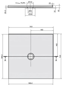 Polysan MIRAI sprchová vanička z litého mramoru, čtverec 90x90x1,8 cm, bílá, 73165