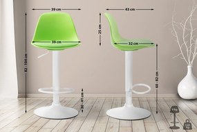 Barová židle Kiel umělá kůže bílá konstrukce – zelená