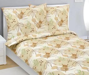 Bellatex Povlečení flanelové Podzim Béžová,Zelená,Hnědá rozměr 140x220, 70x90 cm