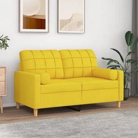 2místná pohovka s polštáři světle žlutá 120 cm textil 3200779