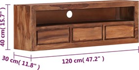 vidaXL TV stolek 120 x 30 x 40 cm masivní sheeshamové dřevo [247703]