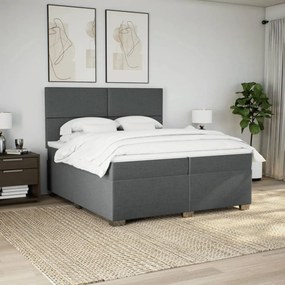 Box spring postel s matrací tmavě šedá 200x200 cm textil 3290589