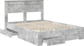 Rám postele s čelo Betonově šedá 160 x 200 cm Kompozitní dřevo 3409969
