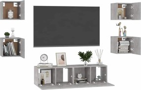 6dílný set TV skříněk betonově šedý kompozitní dřevo 3079080