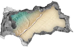 Wallmuralia Díra 3D ve zdi nálepka Vlna na pláži 95x73 cm