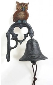 Zvonek nástěnný se sovou 10x22 cm litina