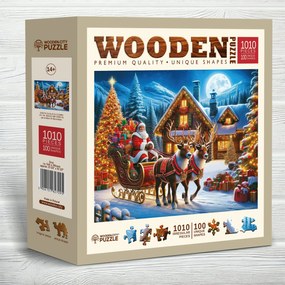 Wooden city dřevěné puzzle - santa klaus přichází 1010 dílků