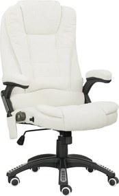 Vinsetto Ergonomická židle ke stolu s masážní funkcí, 68 x 72 x 110–120 cm, krémově bílá