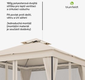 Blumfeldt Altán Mondo Dual 3x3 s dvojitou střechou a sítí proti hmyzu