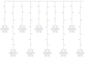 Emos LED světelný závěs vločky, 1,35 m, studená bílá
