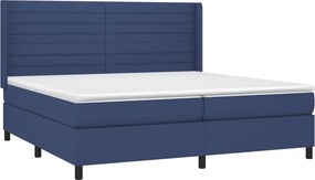 Box spring postel s matrací a LED modrá 200x200 cm textil 3138427