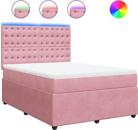 Box spring postel s matrací růžová 160x200 cm samet 3294699
