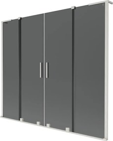 Mexen Velar L Duo, 2-křídlová posuvná vanová zástěna 170 x 150 cm, 8mm šedé sklo, broušená ocel, 896-170-003-42-97