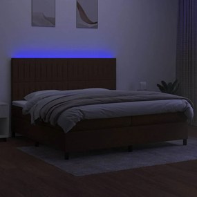 Box spring postel s matrací a LED tmavě hnědá 200x200 cm textil 3135064