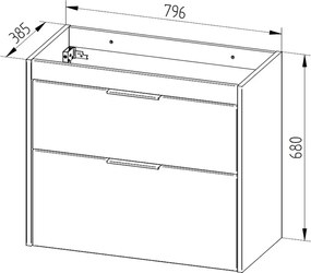 Mereo Mereo, Vigo, koupelnová skříňka s keramickým umyvadlem 81 cm, bílá, dub, CN312