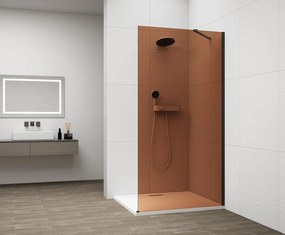 Polysan ESCA BLACK MATT sprchová zástěna 120 x 210 cm jednodílná k instalaci ke stěně černá sklo marron hnědé ES1512-02