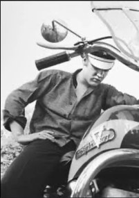 Plechová cedule Elvis Presley The wertheimer Collection 1956 motorka  poškozeno