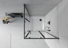 Mexen Rio čtvercová sprchová kabina 90 x 90 cm, průhledná, černá + vanička Flat, bílá - 860-090-090-70-00-4010B