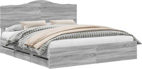 Rám postele s čelo Šedá sonoma 200 x 200 cm Inženýrské dřevo 3413385